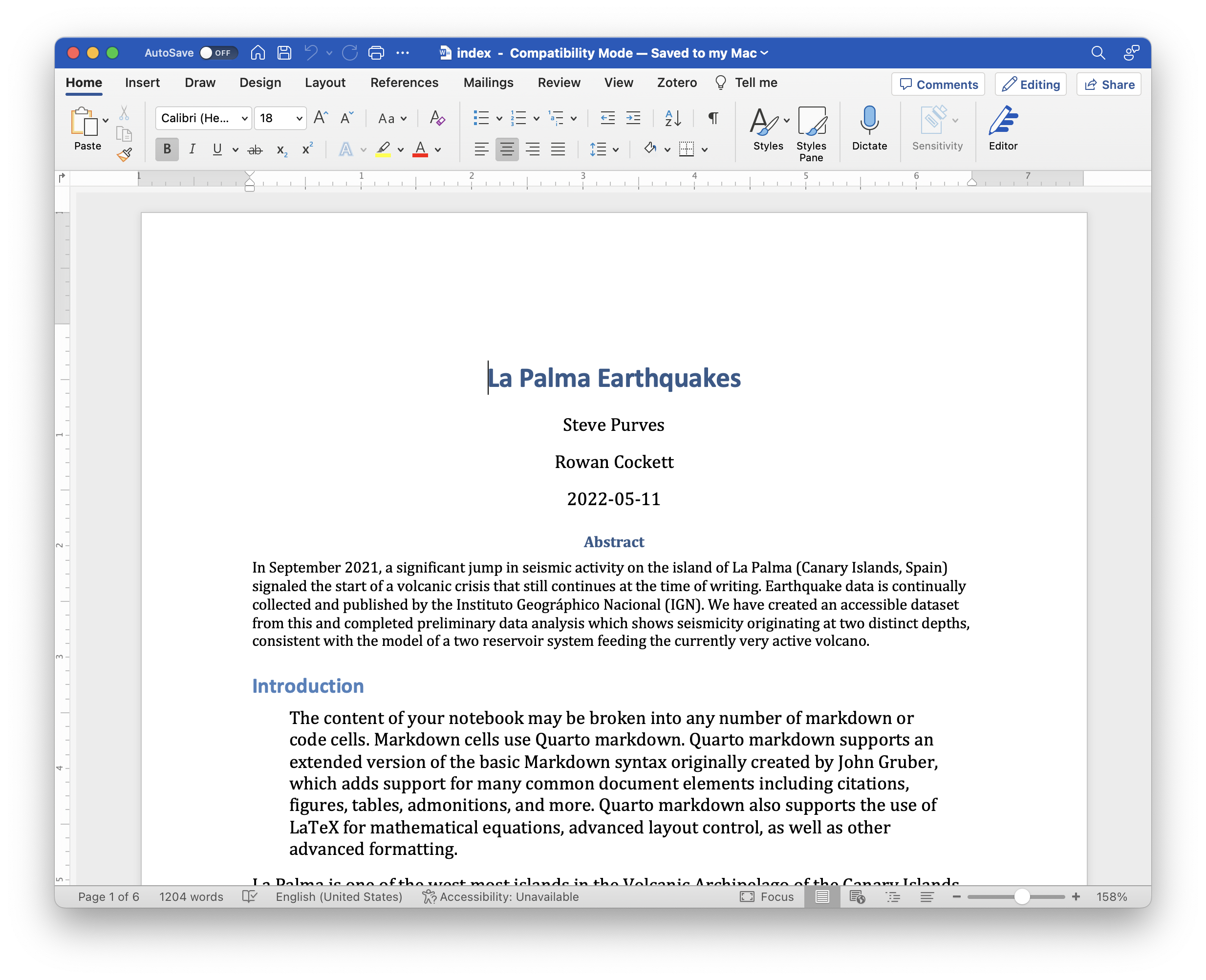 Reproducible Manuscripts with Quarto